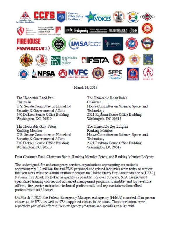 Reinstate Classes at the National Fire Academy - Congressional Fire ...